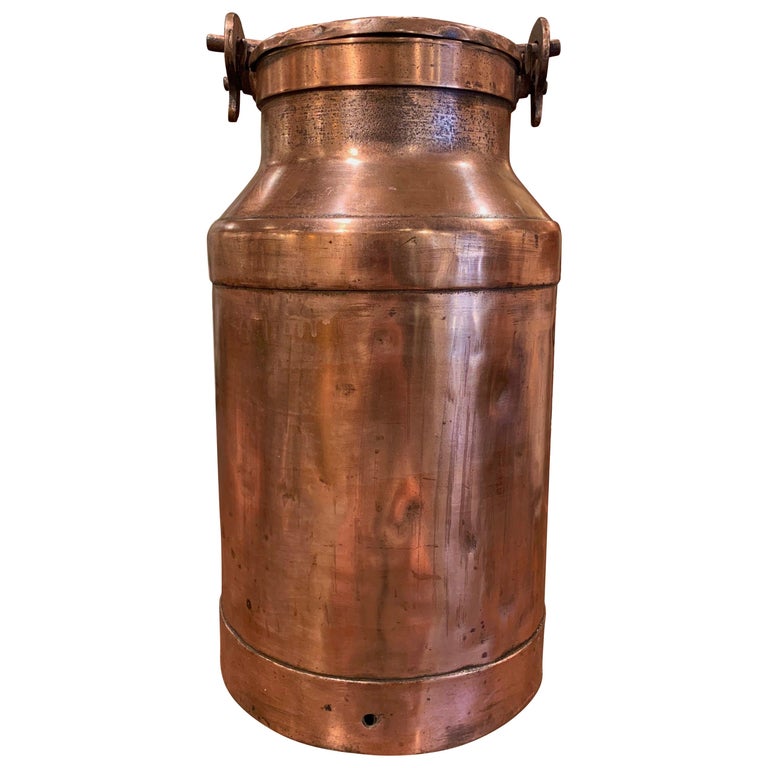 19th Century French Polished Copper Milk Container at 1stDibs