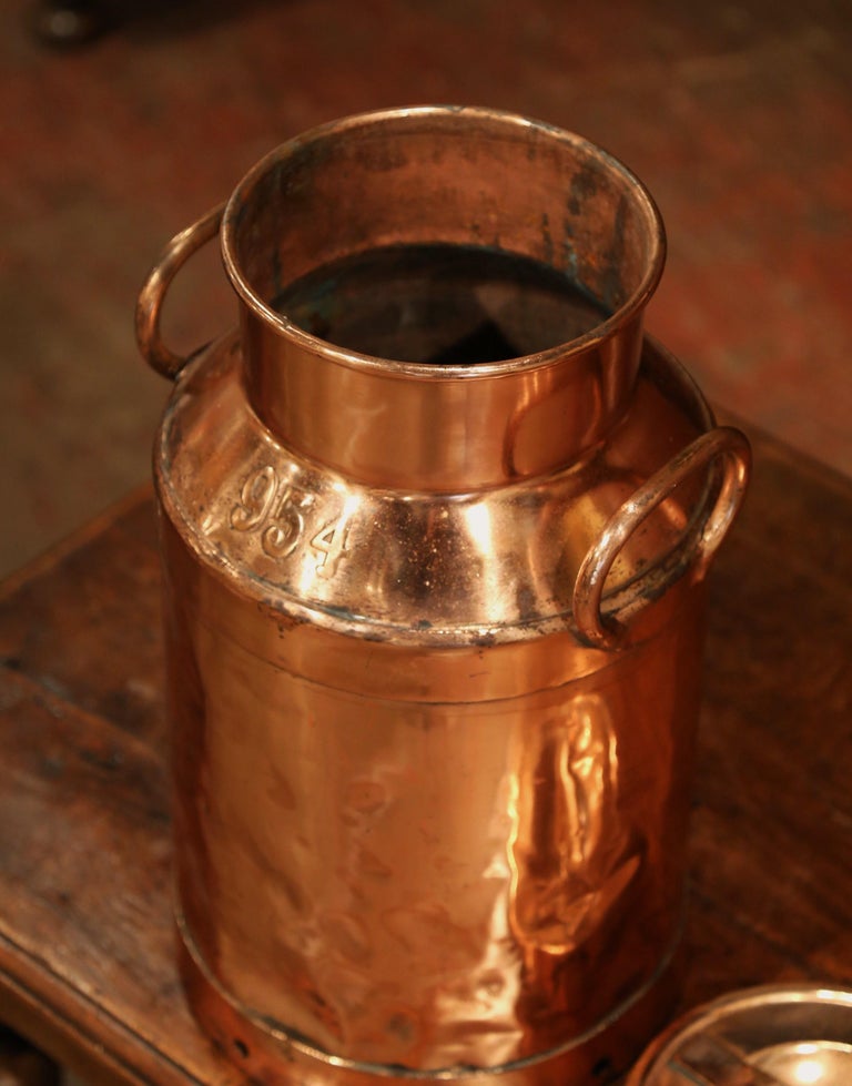 19th Century French Polished Copper Plated Milk Container with Handles ...