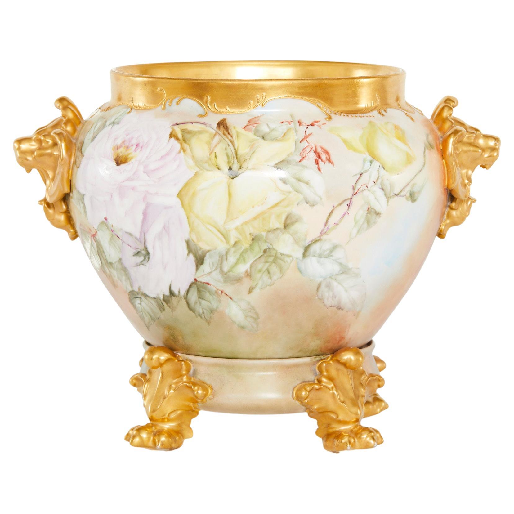 Late 19th Century French Majolica Cachepot or Planter with Ram's Heads ...