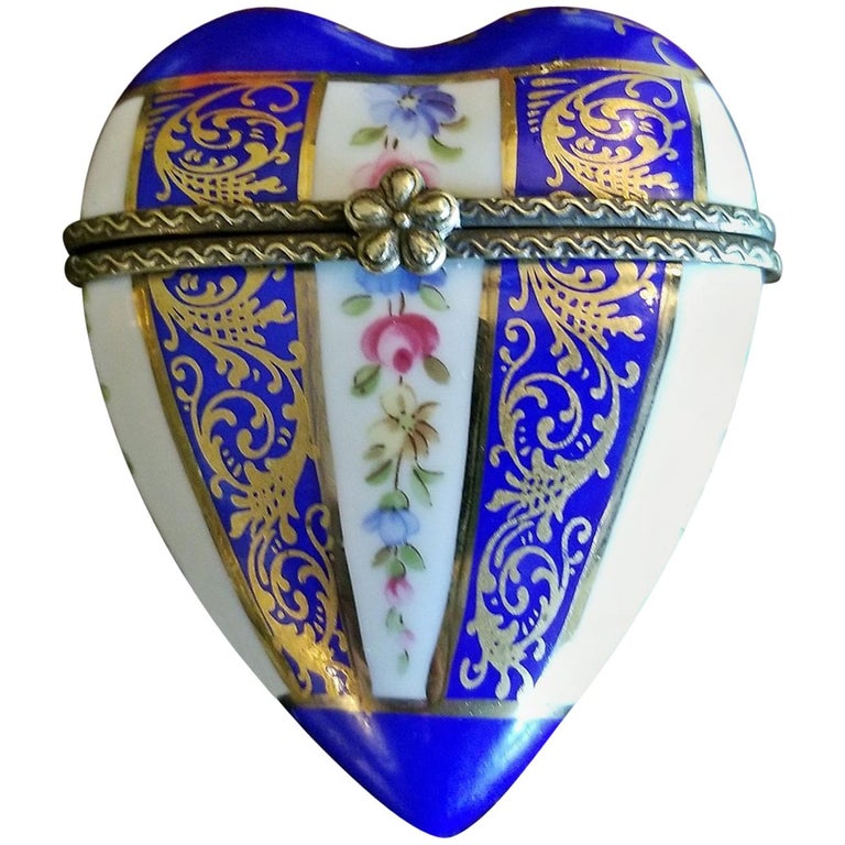 19th Century French Porcelain Limoges Heart Shaped Box at 1stDibs