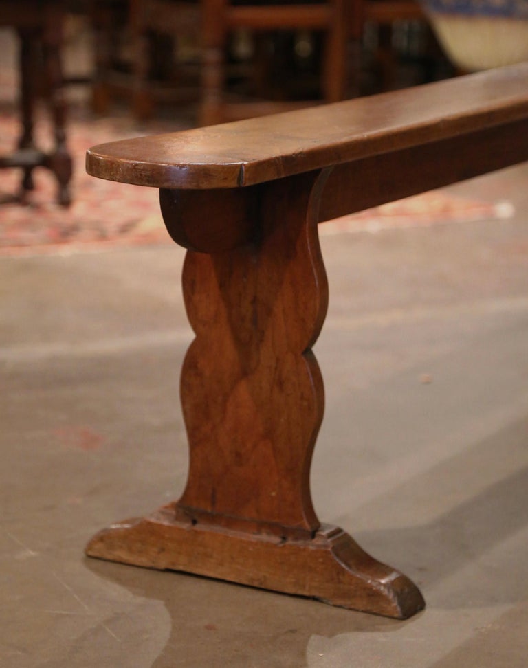 19th Century French Provincial Carved Cherry Bench on Pedestal Bases at ...