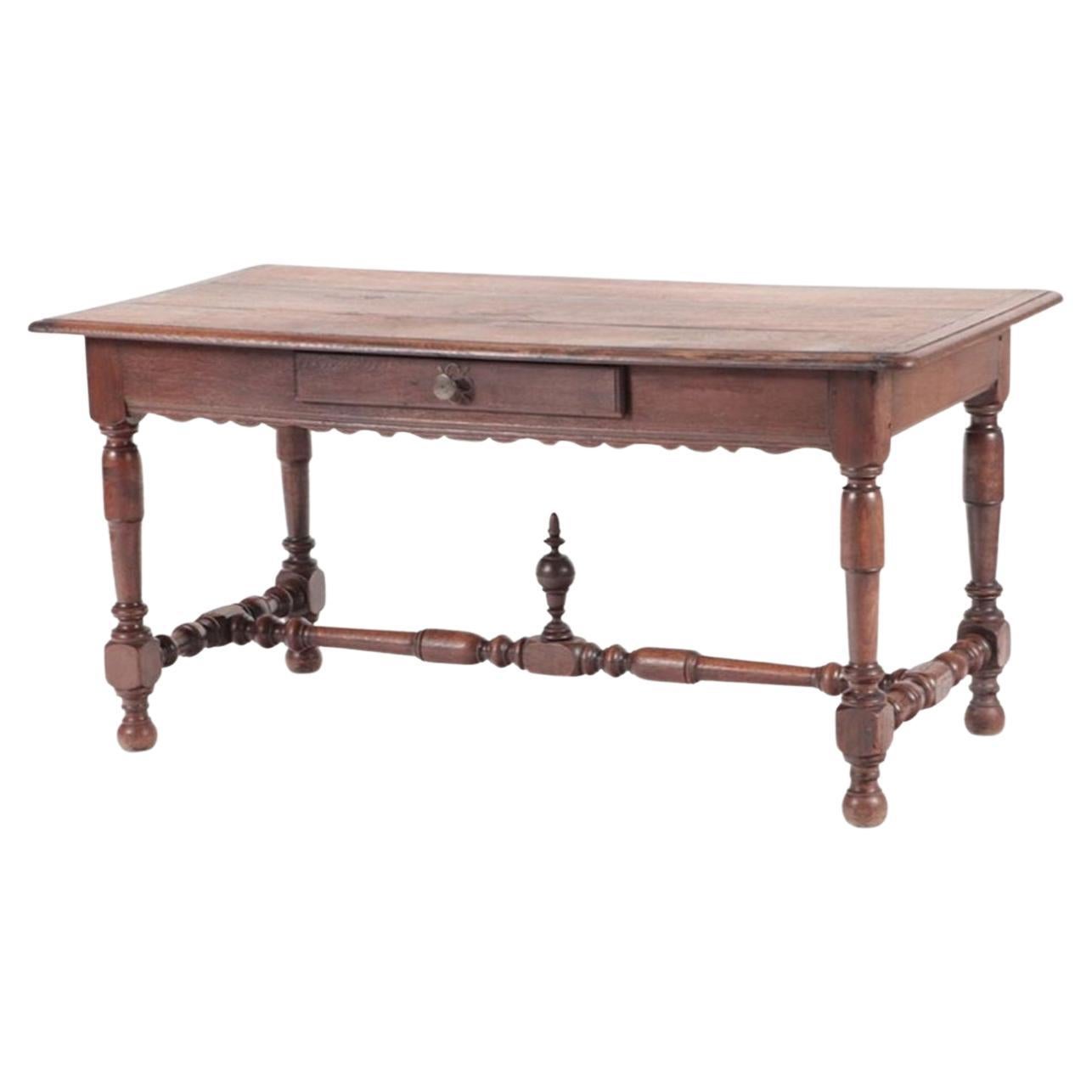 French Farm Table with Iron Base For Sale at 1stDibs
