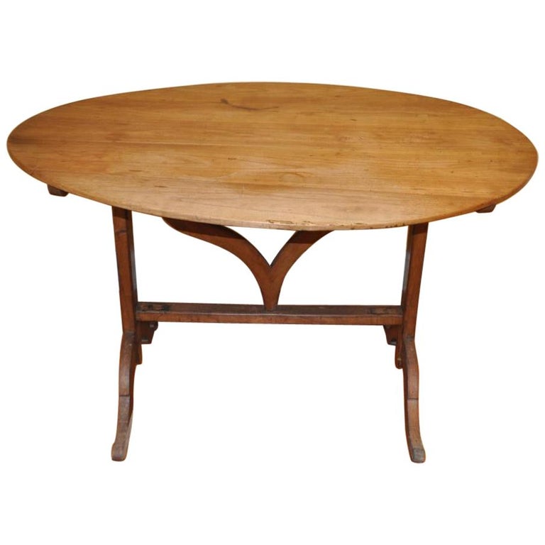 19th Century French Provincial Pearwood Oval Tilt-Top Wine Tasting ...