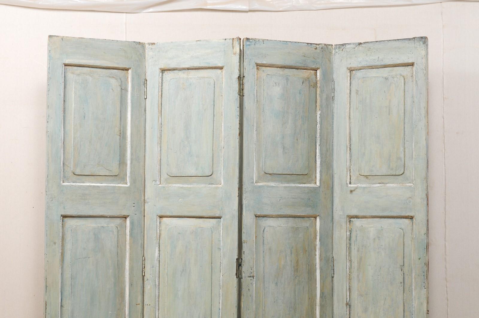 19th Century French Raised Panel Painted Wood Folding Screen Room ...