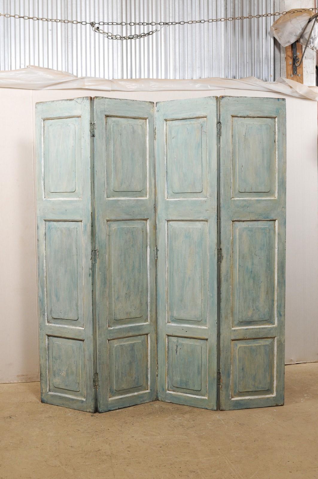 19th Century French Raised Panel Painted Wood Folding Screen Room ...