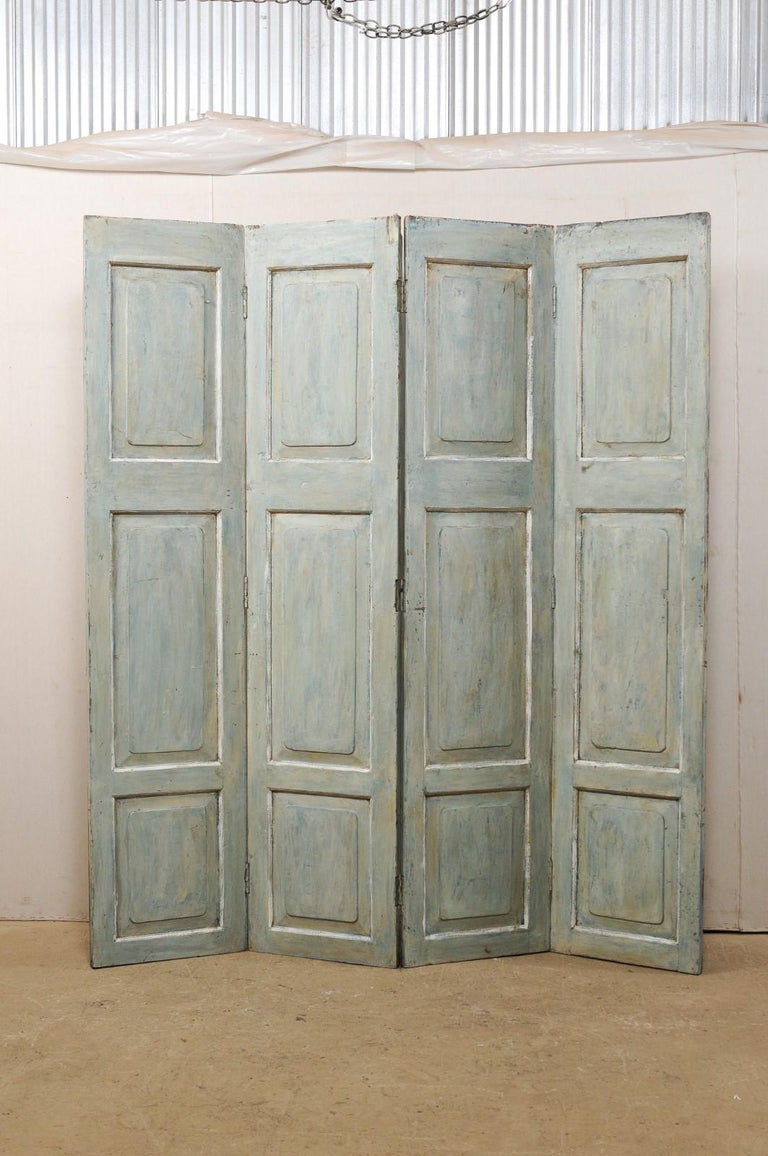 19th Century French Raised Panel Painted Wood Folding Screen Room ...