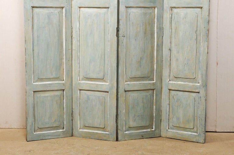 19th Century French Raised Panel Painted Wood Folding Screen Room ...