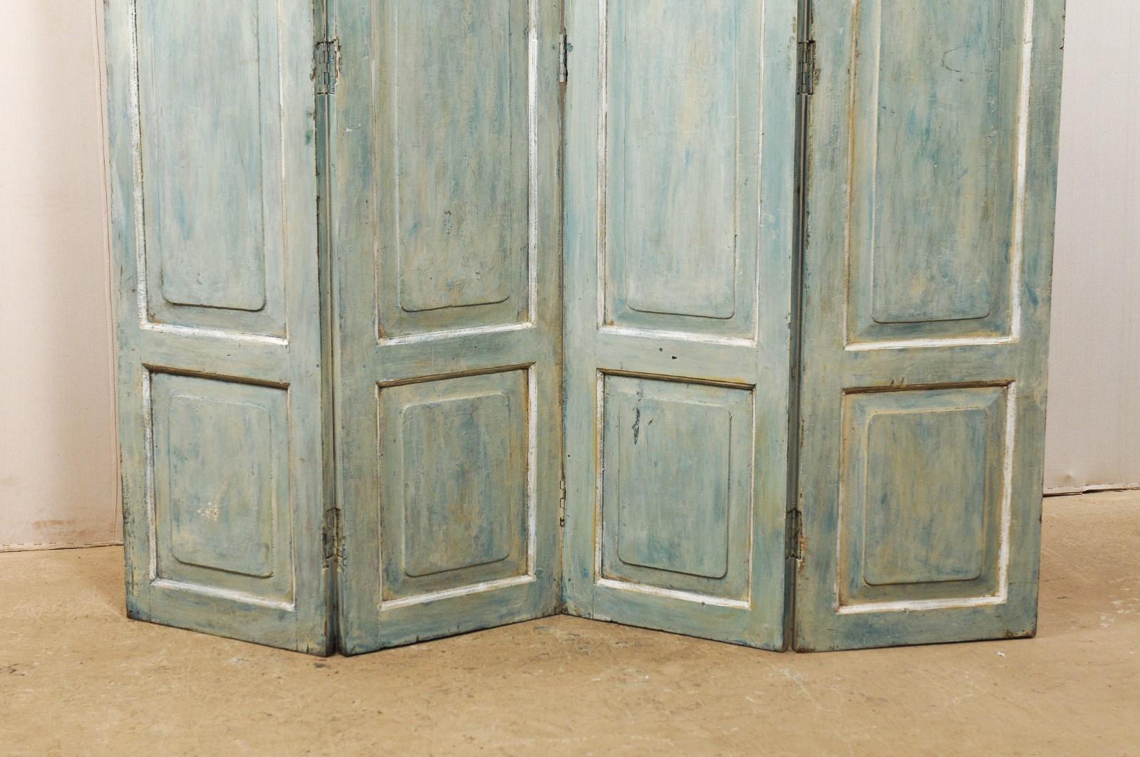 19th Century French Raised Panel Painted Wood Folding Screen Room ...