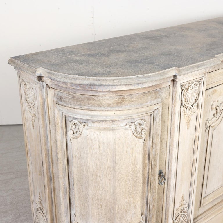 19th Century French Regence Style Bleached Oak Demilune Enfilade Buffet ...