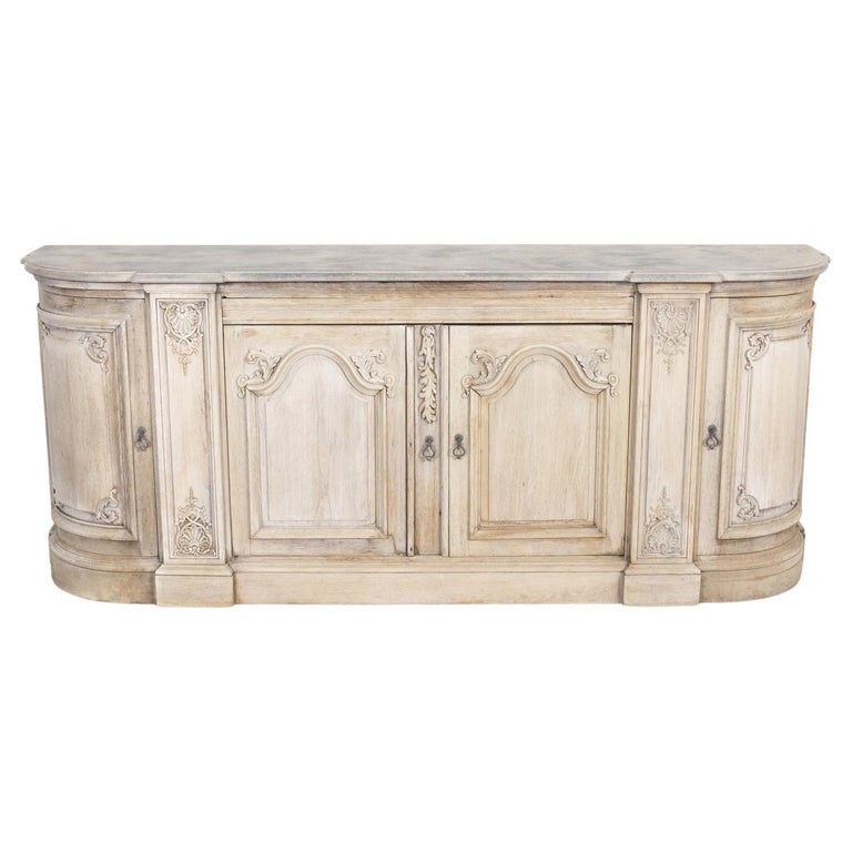 19th Century French Regence Style Bleached Oak Demilune Enfilade Buffet ...