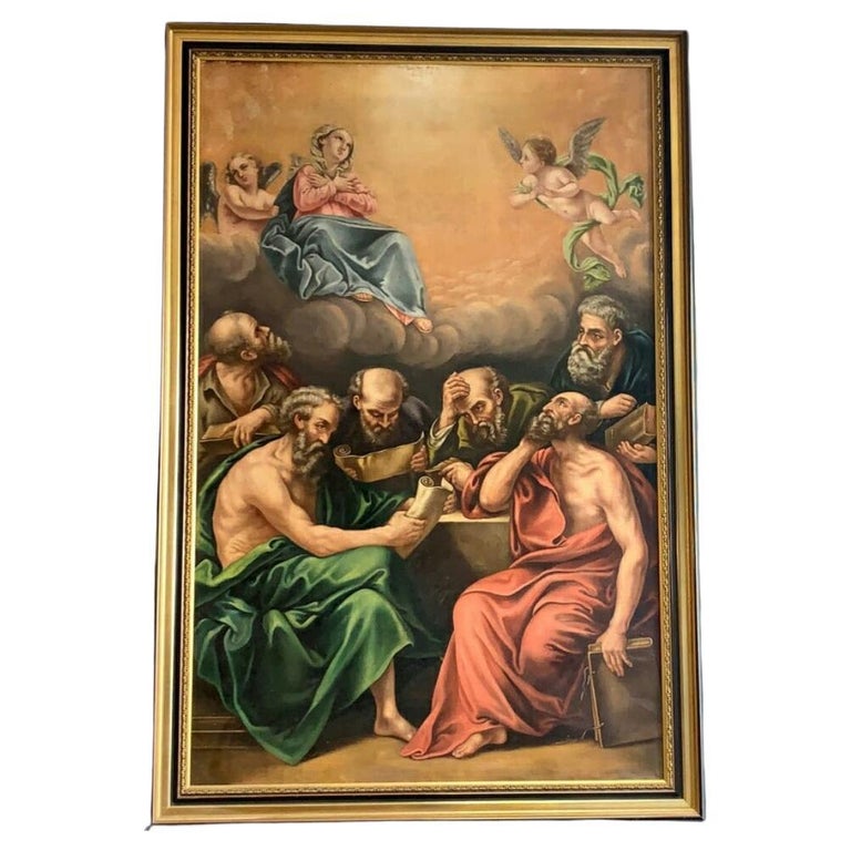 19th Century French Religious Oil Painting For Sale at 1stDibs