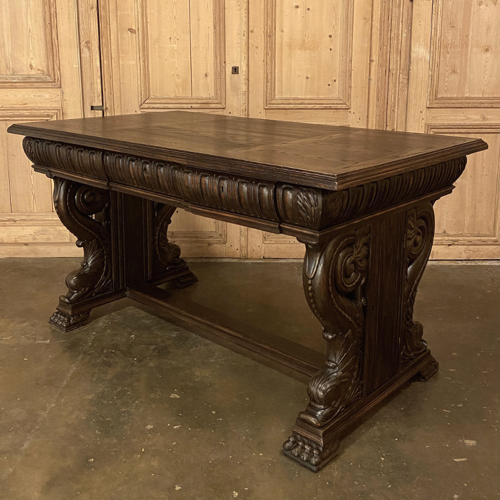 19th Century French Renaissance Desk with Dolphins For Sale at 1stDibs