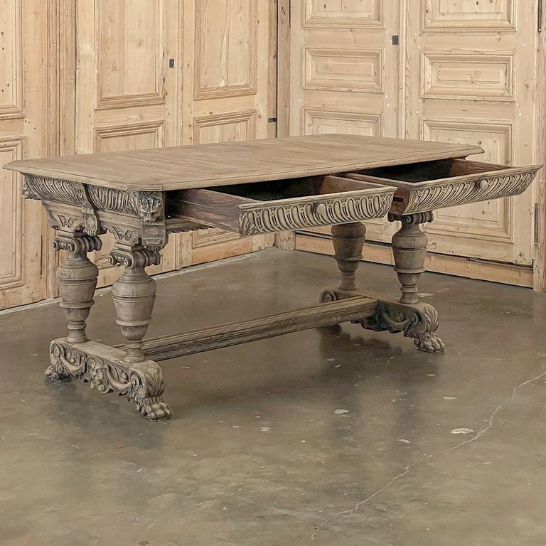 19th Century French Renaissance Revival Double-Faced Desk in Stripped ...