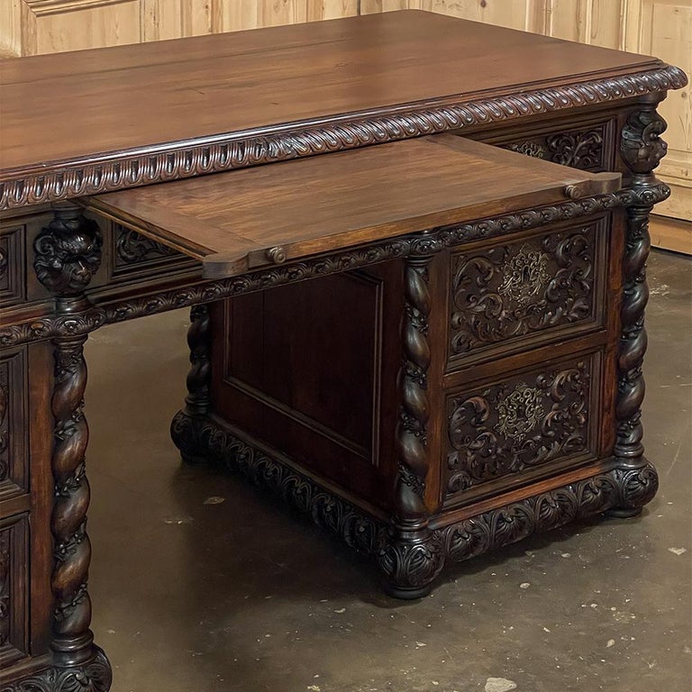 19th Century French Renaissance Revival Double-Faced Walnut Executive ...
