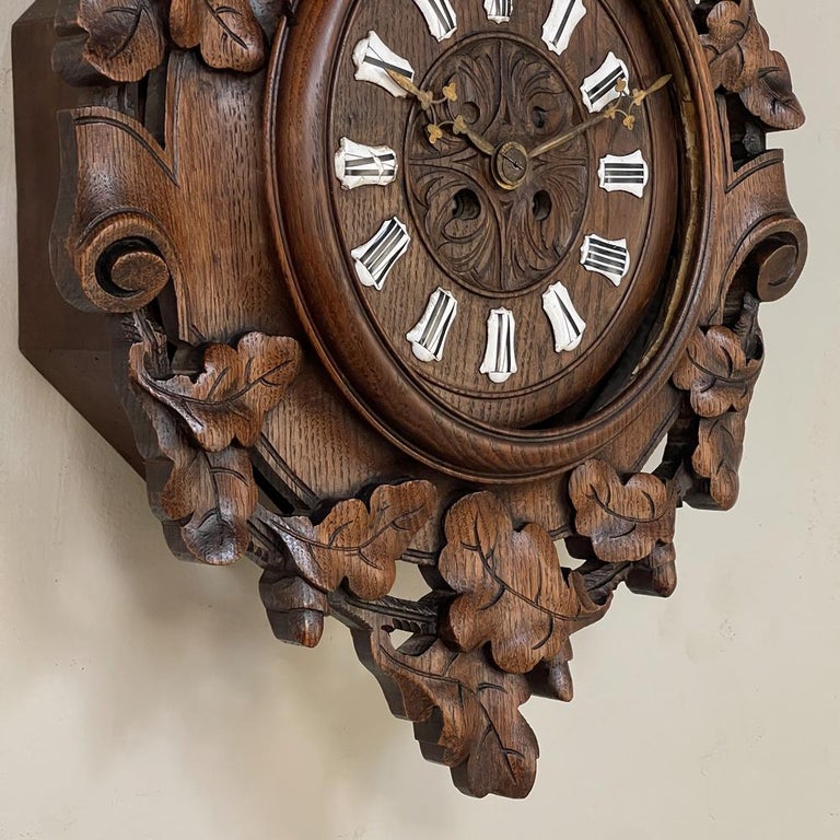 19th Century French Renaissance Style Carved Wood Wall Clock For Sale ...