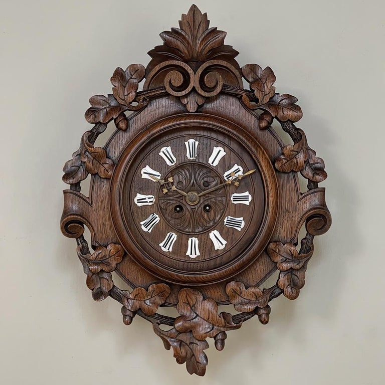 19th Century French Renaissance Style Carved Wood Wall Clock For Sale ...
