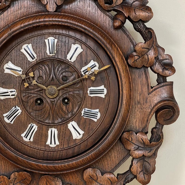 19th Century French Renaissance Style Carved Wood Wall Clock For Sale ...