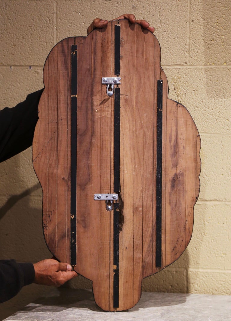 19th Century French Renaissance Style Polished Iron Crest on Walnut ...