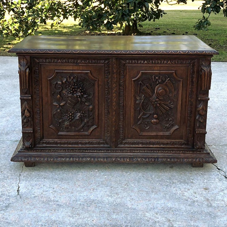 19th Century French Renaissance Trunk with Grape and Wheat Harvest For ...