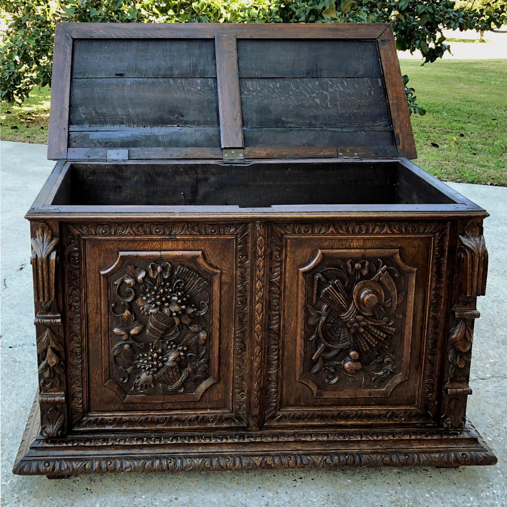 19th Century French Renaissance Trunk with Grape and Wheat Harvest For ...