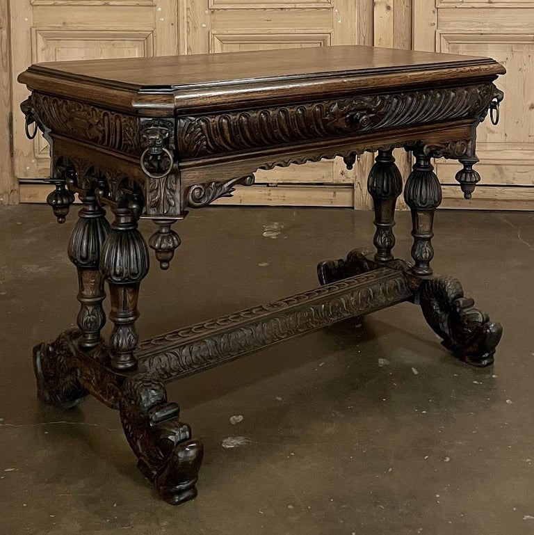 19th Century French Renaissance Writing Table with Dolphins at 1stDibs