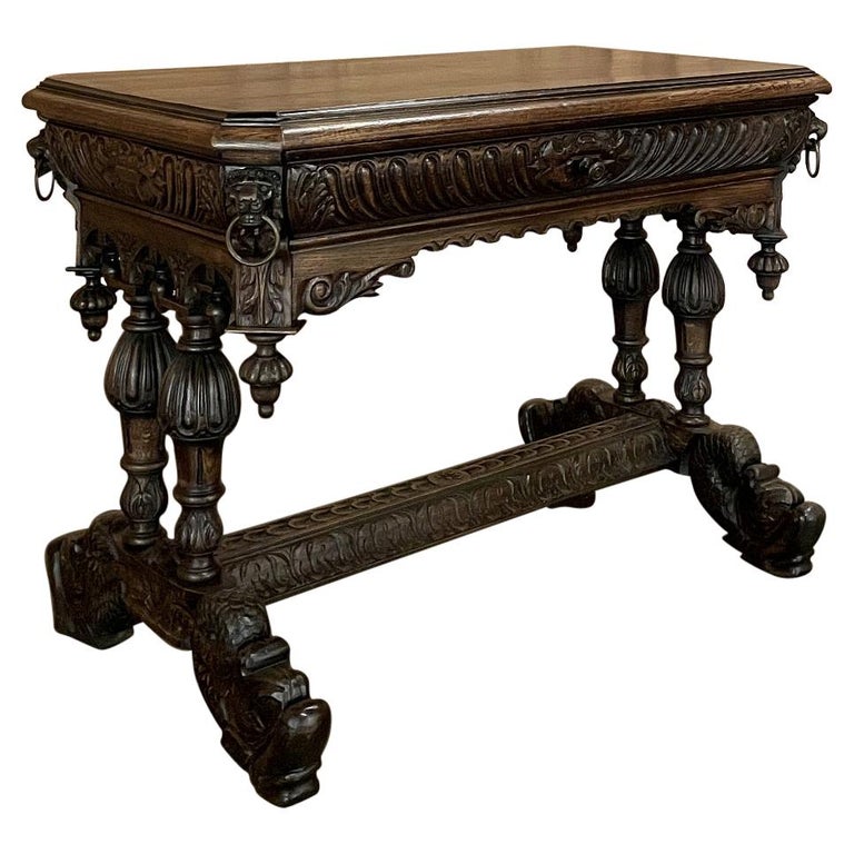19th Century French Renaissance Writing Table with Dolphins at 1stDibs