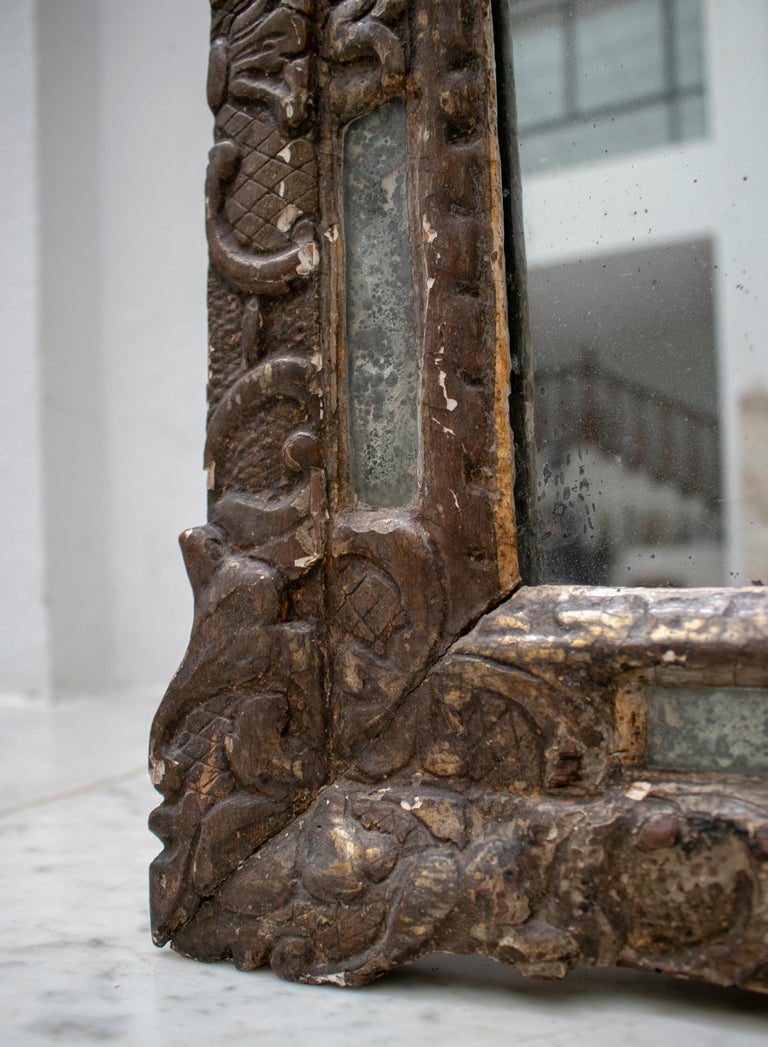 19th Century French Rocaille Decor Wood Mirror at 1stDibs