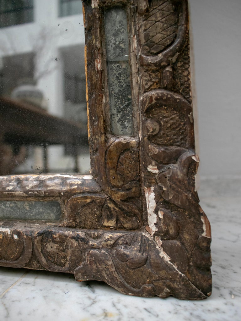 19th Century French Rocaille Decor Wood Mirror at 1stDibs