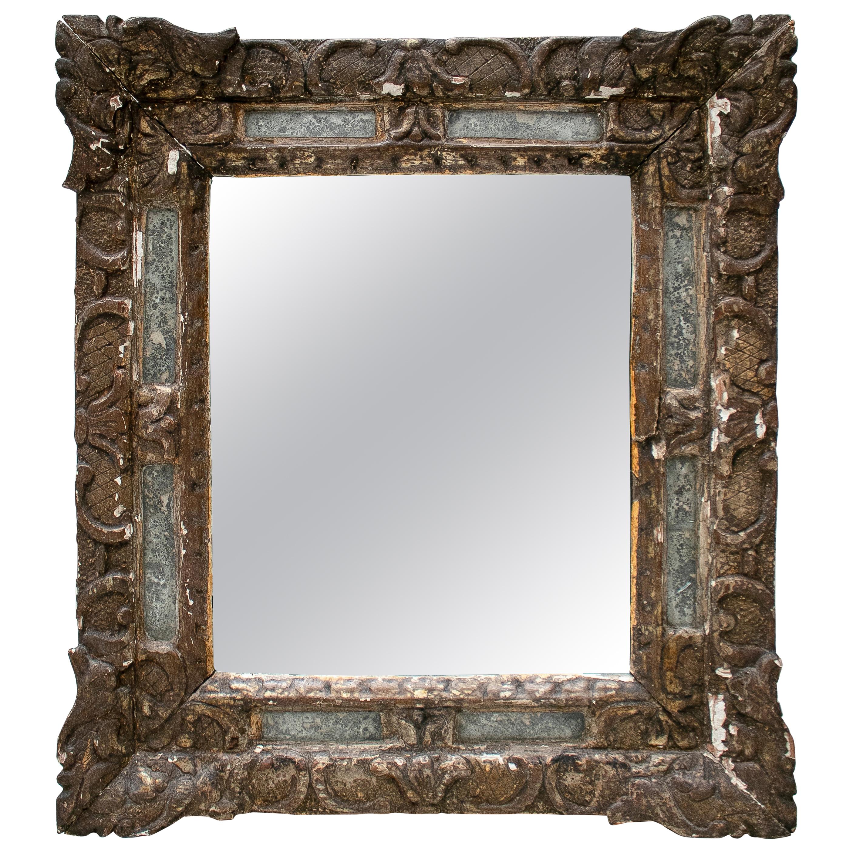 19th Century French Rocaille Decor Wood Mirror at 1stDibs