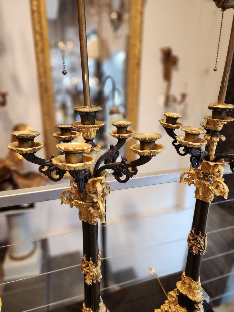 19th Century, French, Rococo Dore Bronze Candelabra Lamp For Sale at ...