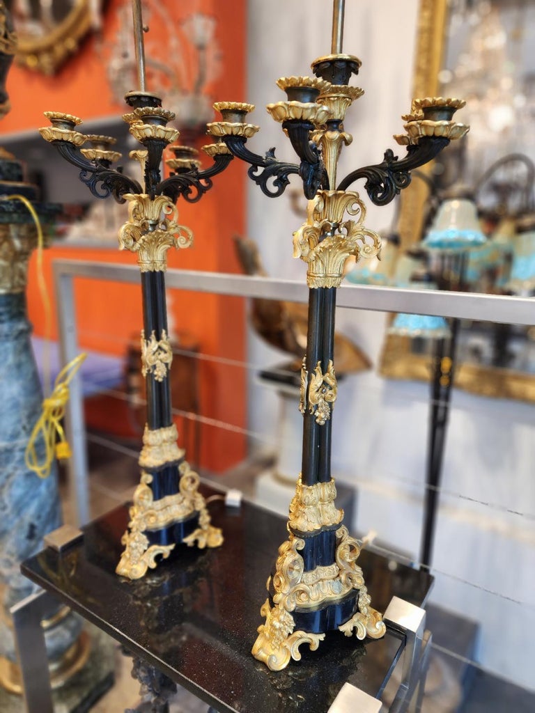 19th Century, French, Rococo Dore Bronze Candelabra Lamp For Sale at ...