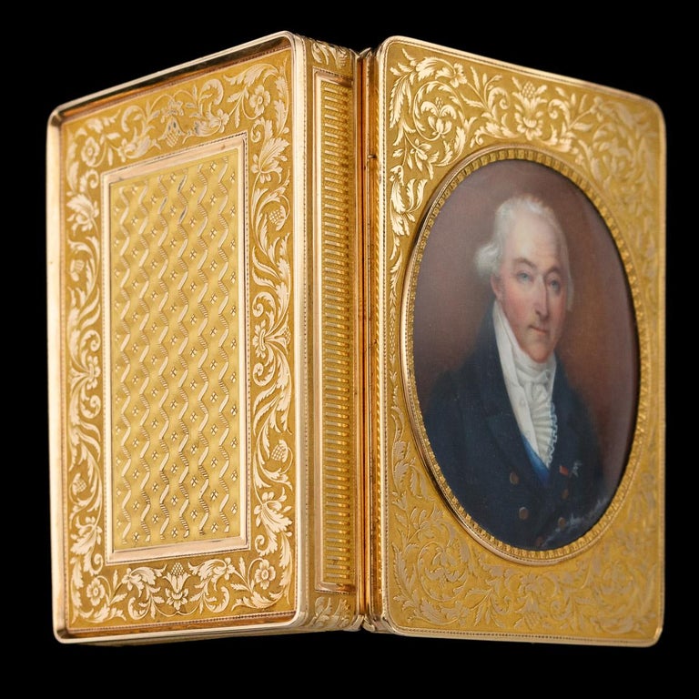 French Royal 18-Karat Gold and Enamel Snuff Box with Miniature, circa ...