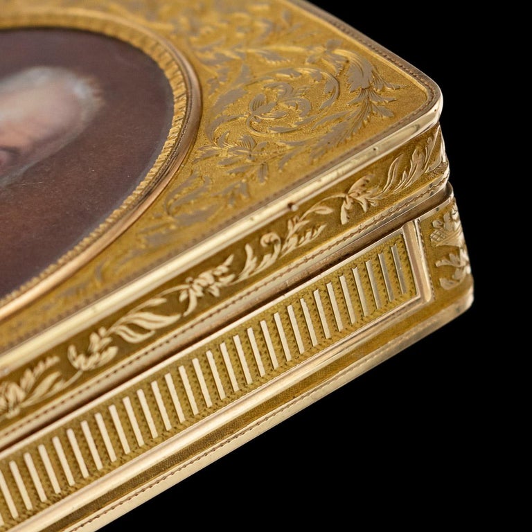 French Royal 18-Karat Gold and Enamel Snuff Box with Miniature, circa ...