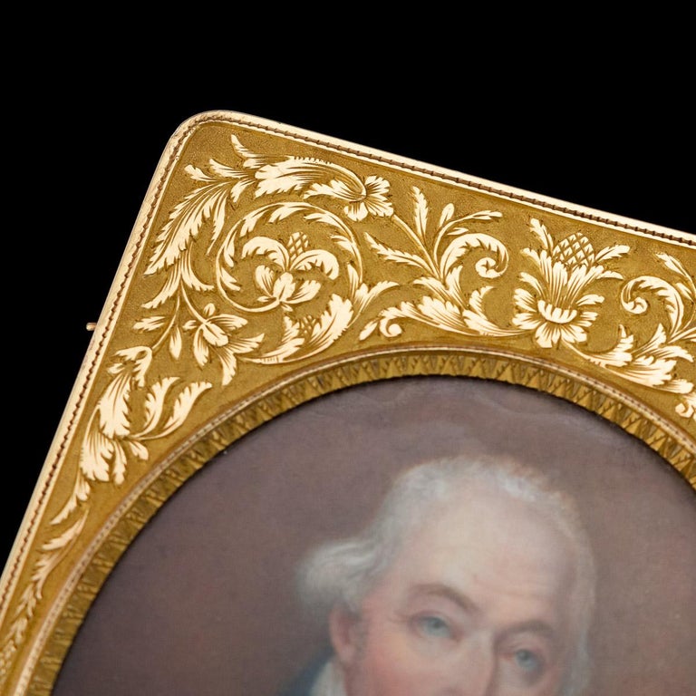 French Royal 18-Karat Gold and Enamel Snuff Box with Miniature, circa ...