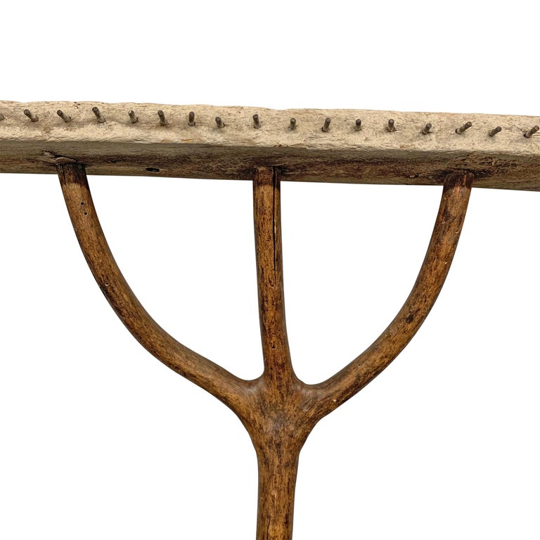 19th Century French Salt Rake on Custom Wall Mount at 1stDibs
