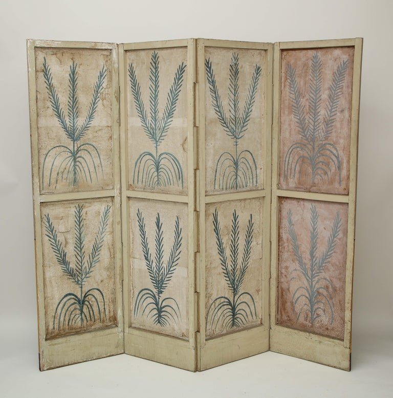19th Century French Scenic Hand Painted Four-Panel Screen For Sale at ...