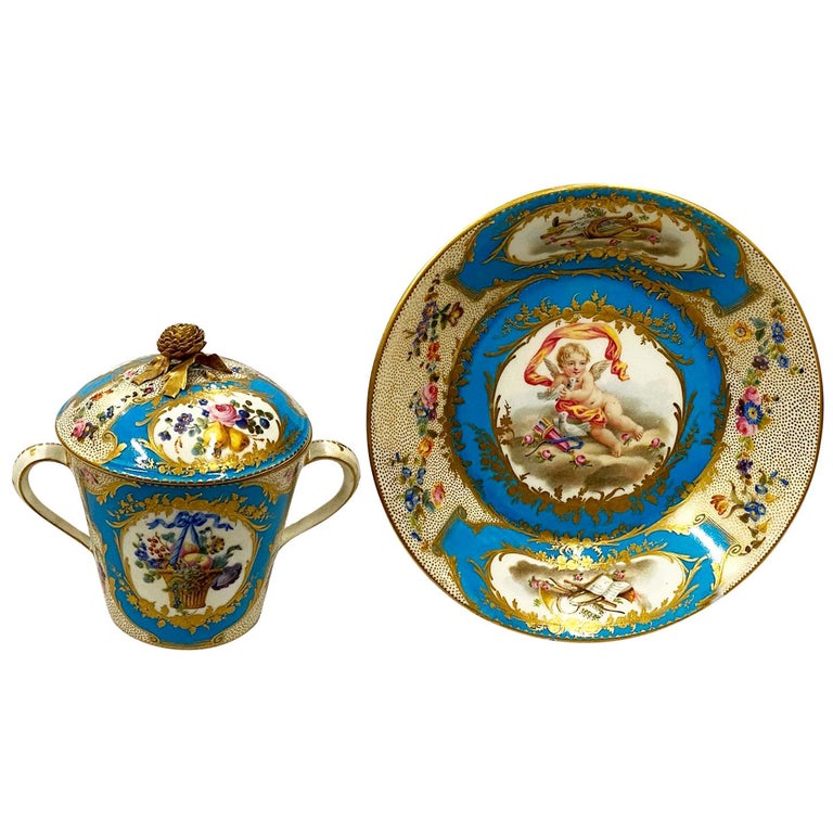 19th Century French Sevres Style Lidded Chocolate Cup For Sale at ...
