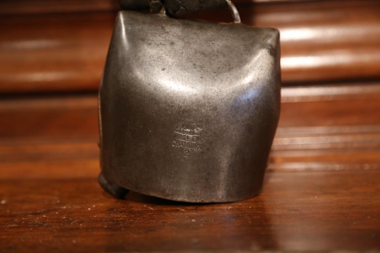 19th Century French Signed Cow Bell with Original Leather Collar and ...