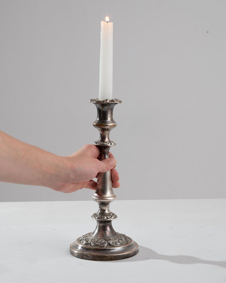 19th Century French Silver Plated Candlestick For Sale at 1stDibs
