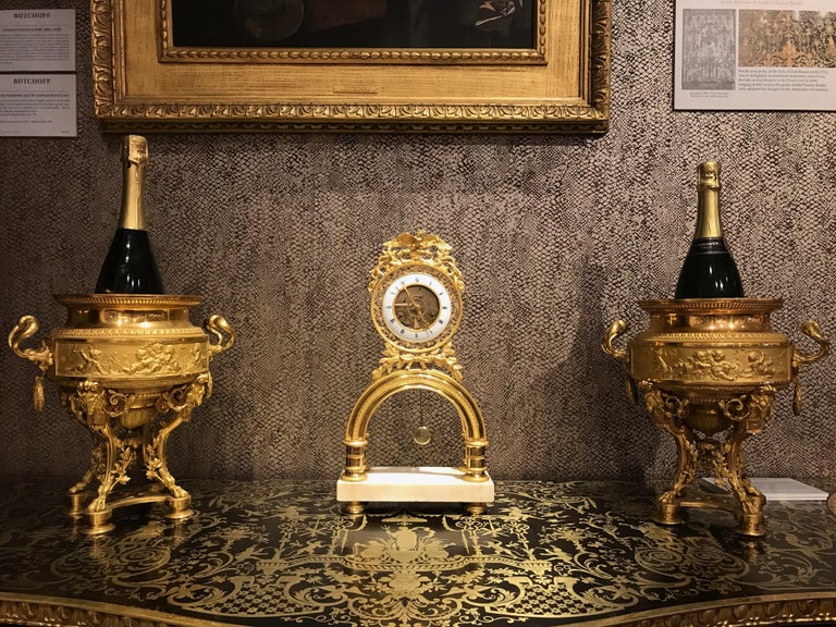 19th Century French Skeleton Clock of Ormolu and Marble from Directoire ...