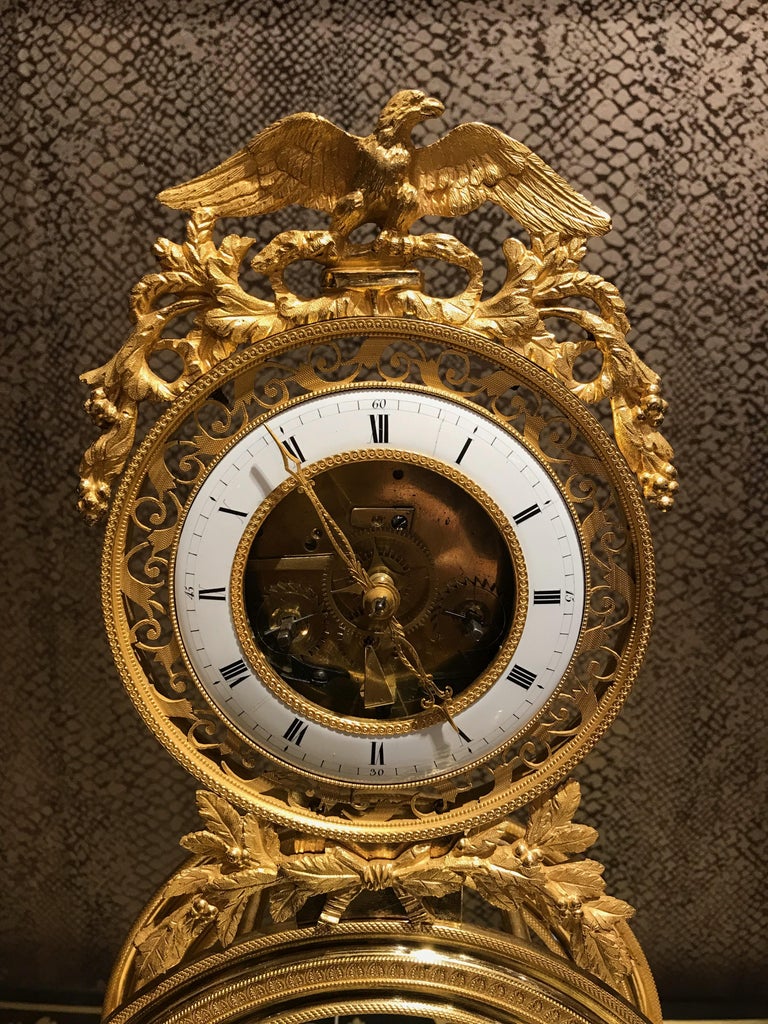 19th Century French Skeleton Clock of Ormolu and Marble from Directoire ...