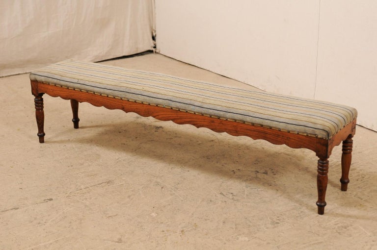 19th Century French "Skinny" Bench with Scalloped Skirt at 1stDibs