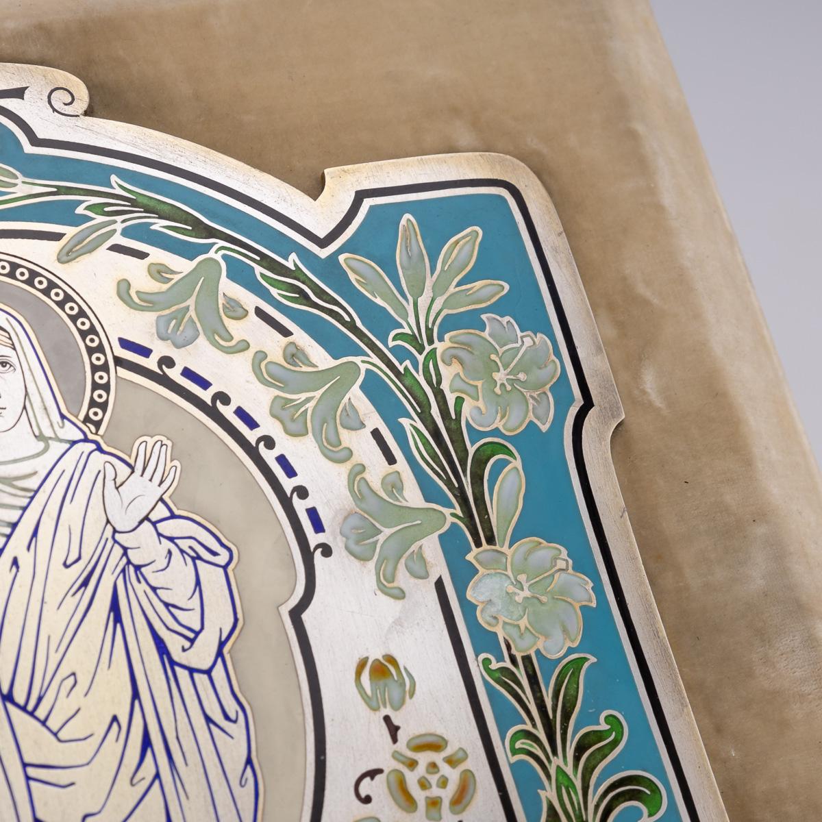 19th Century French Solid Silver and Enamel Icon of St Mary, circa 1890 ...