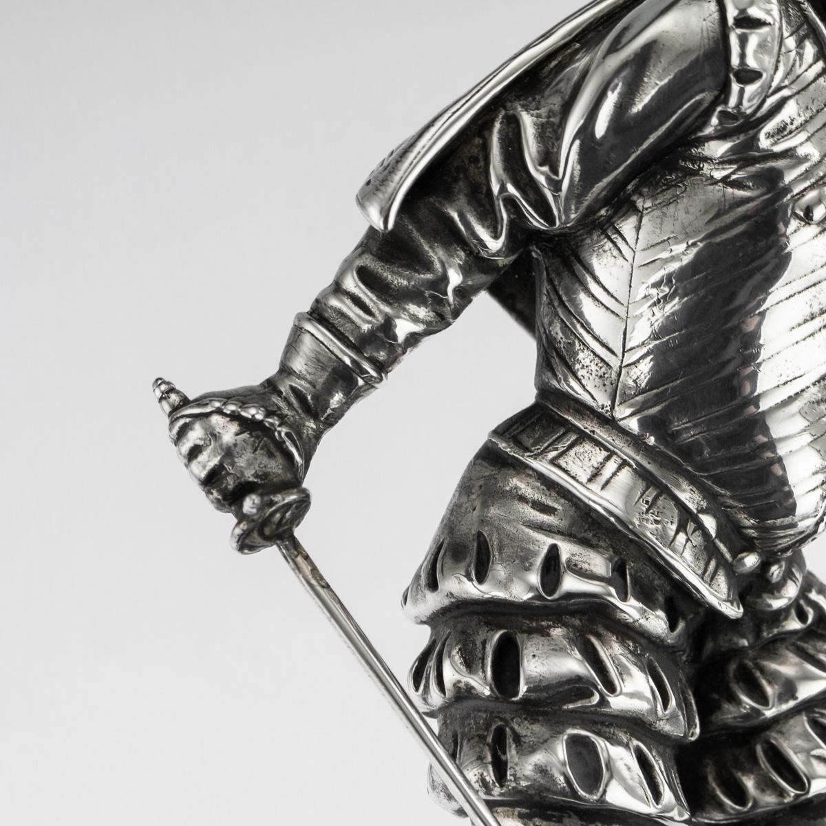 19th Century French Solid Silver Statues of Duellists, Émile Guillemin ...