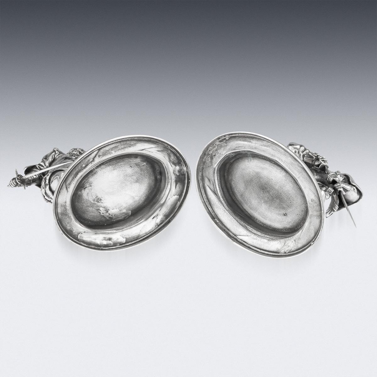 19th Century French Solid Silver Statues of Duellists, Émile Guillemin ...