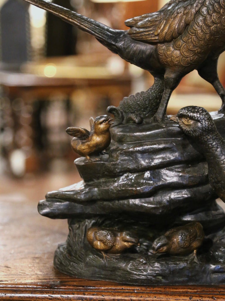 19th Century French Spelter Pheasant Sculpture Signed L. a. Carvin For ...