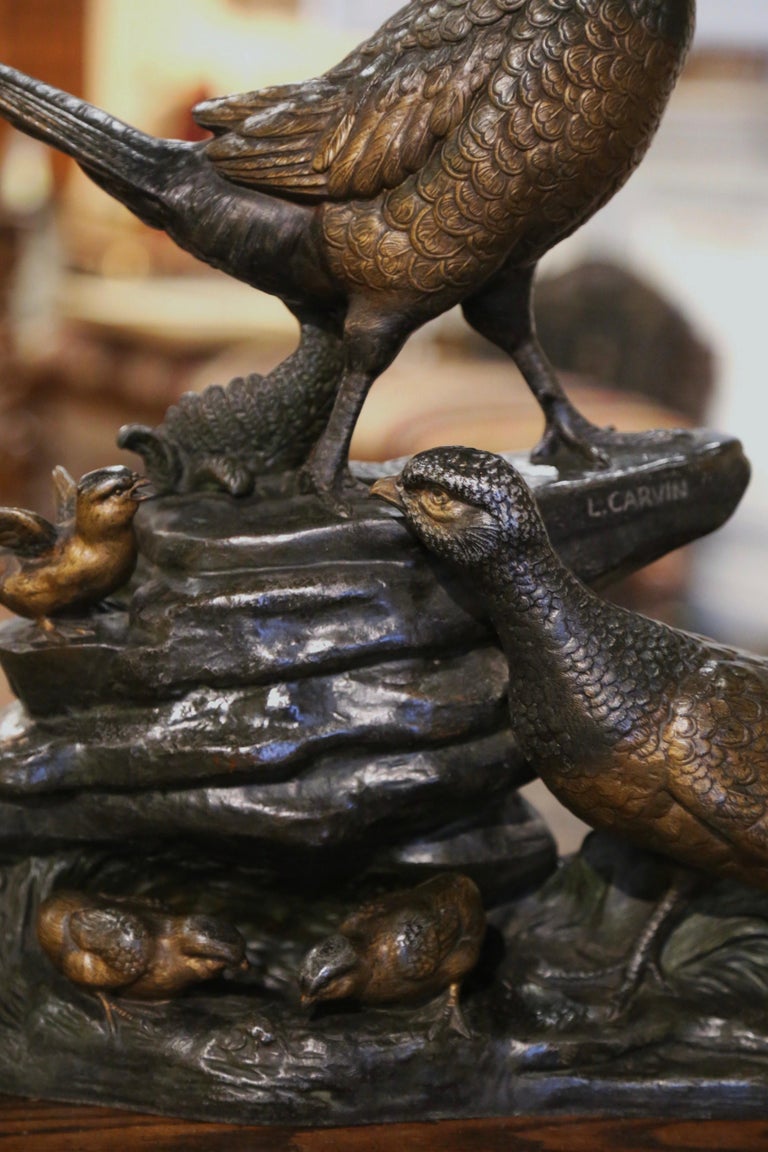 19th Century French Spelter Pheasant Sculpture Signed L. a. Carvin For ...