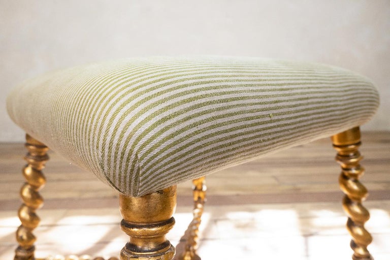 19th Century French Napoleon III Square Giltwood Barley Twist Footstool ...