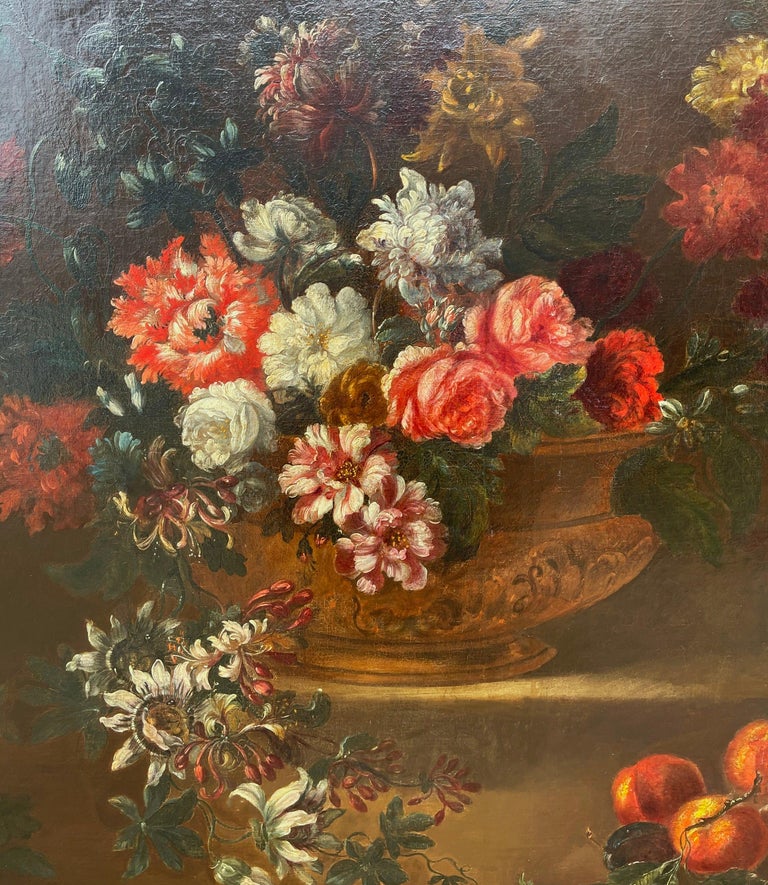 19th Century French Still Life Flower Oil Painting in Carved Gilt Frame ...
