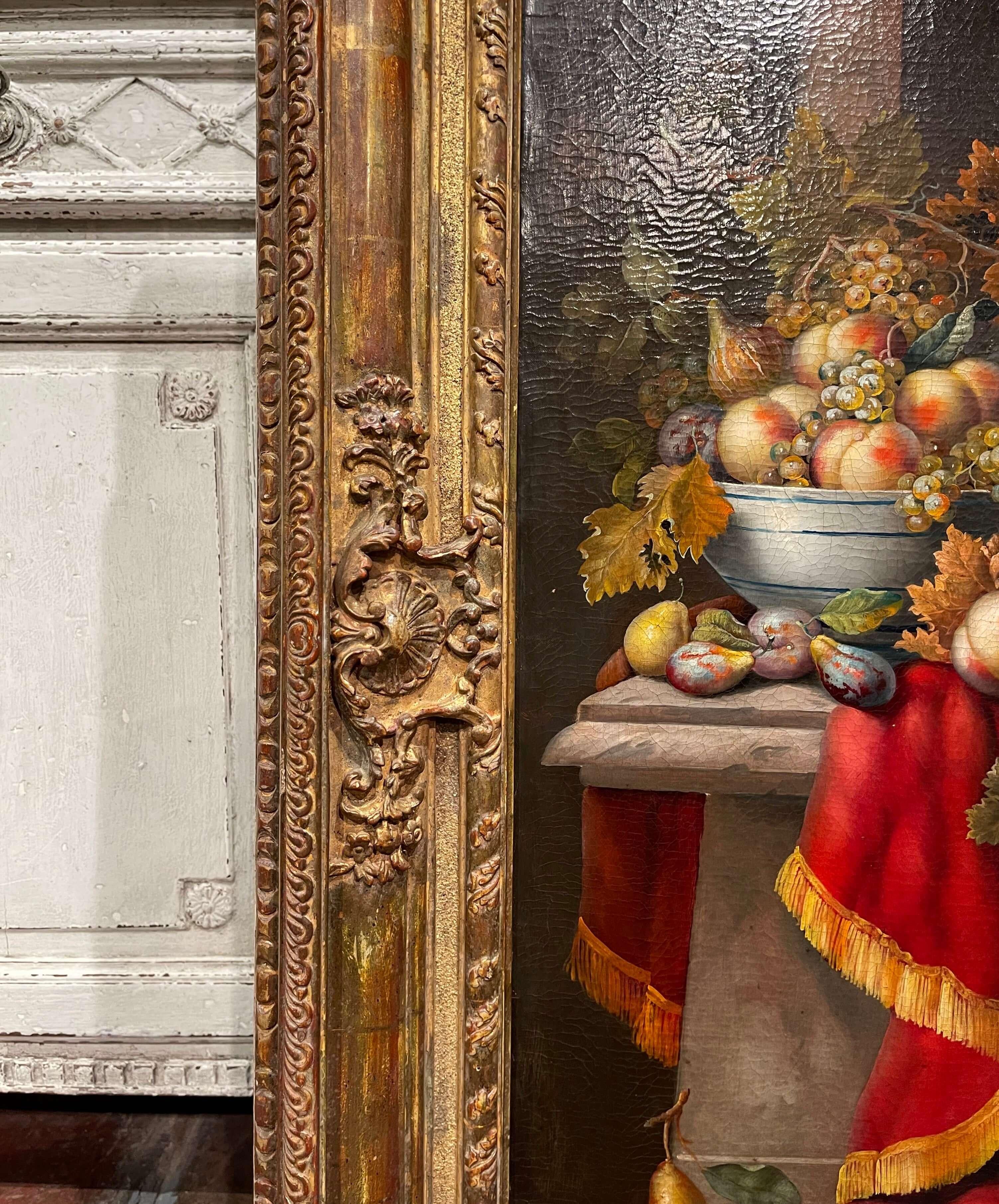 19th Century French Still Life Oil Painting in Gilt Frame Signed D. Giuseppe For Sale at 1stDibs